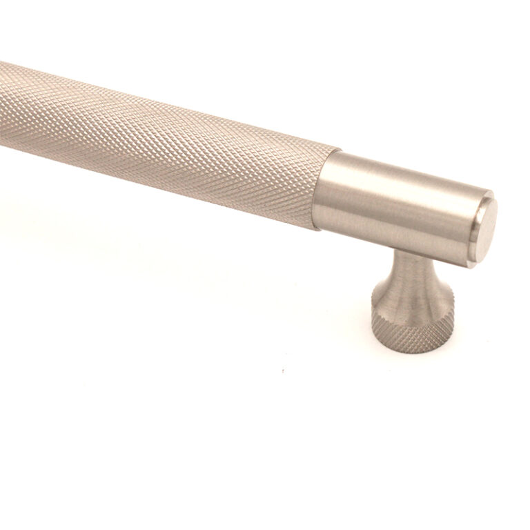 Knurled Bar Cabinet Handle - Satin Silver - SPIRA BRASS
