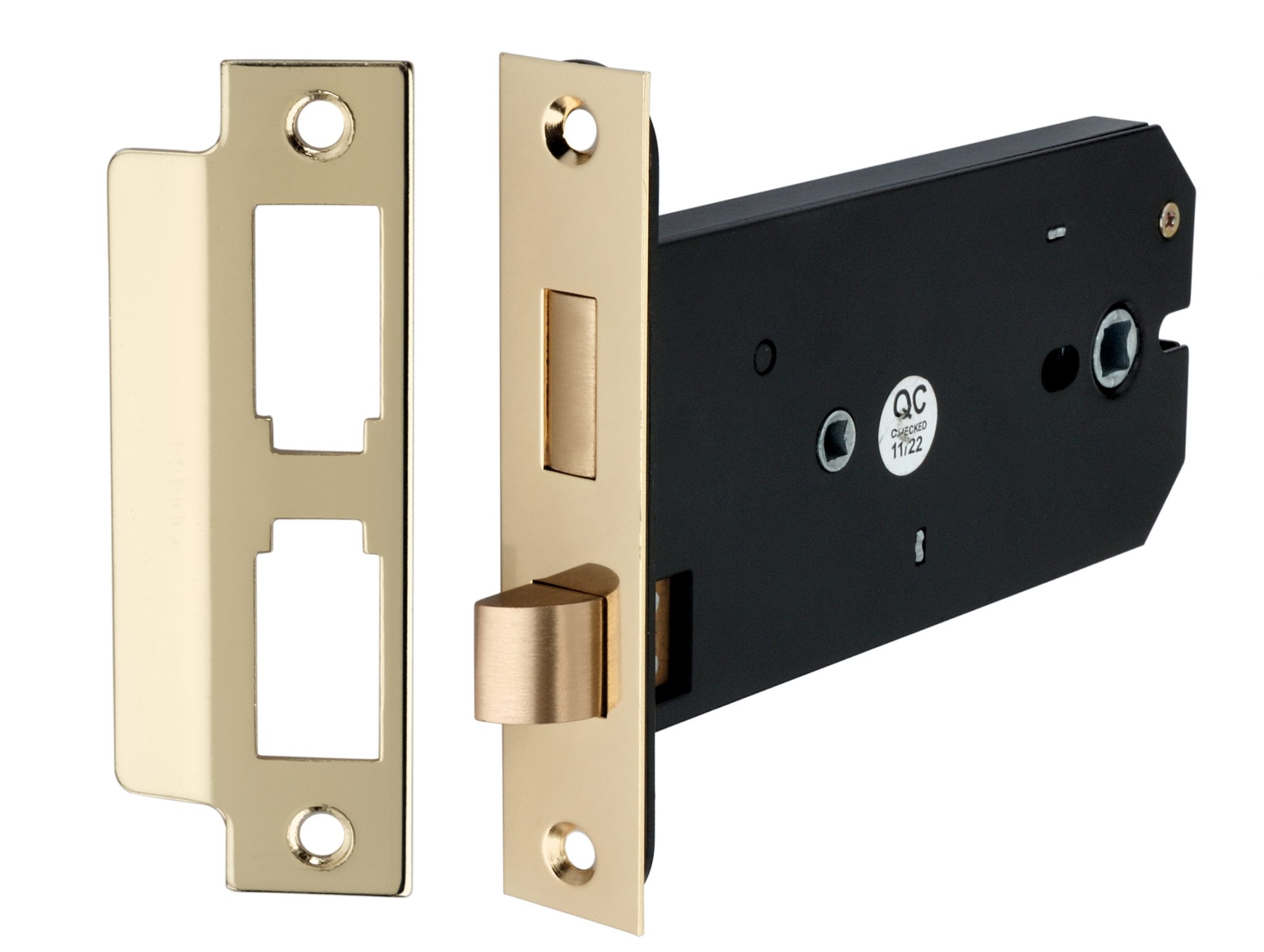 6" 3 Lever Horizontal Bathroom Lock - SPIRA BRASS